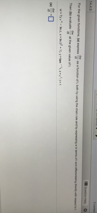 Solved For the given functions, (a) express dw/dt as a | Chegg.com