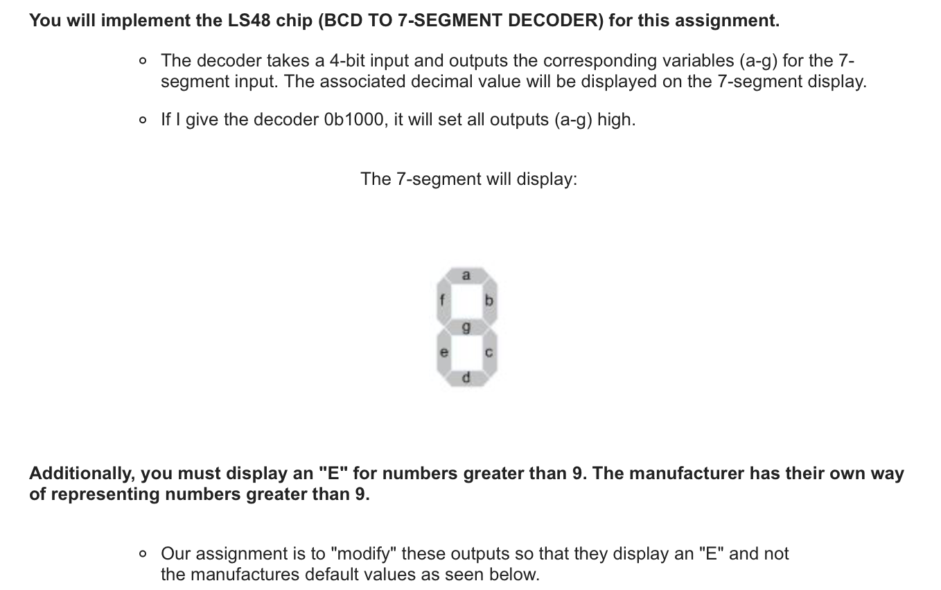 Solved You will implement the LS48 chip (BCD TO 7-SEGMENT | Chegg.com