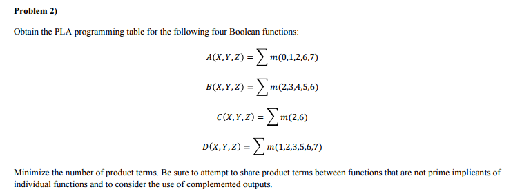 Solved Obtain the PLA programming table for the following | Chegg.com