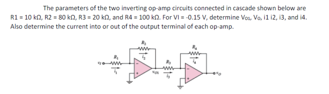 Solved The parameters of the two inverting op-amp circuits | Chegg.com