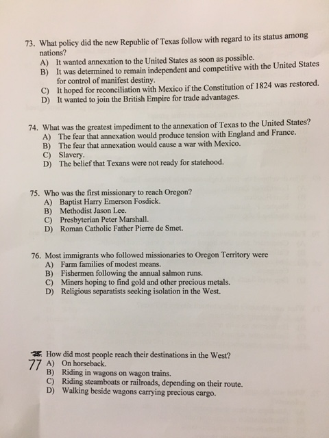 Solved 73. What policy did the new Republic of Texas follow | Chegg.com