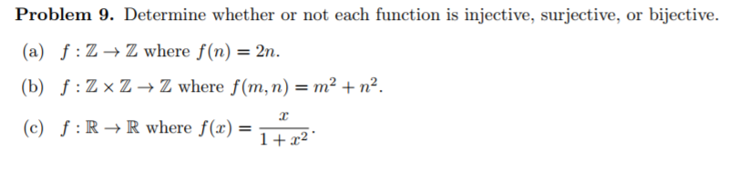 Solved Problem 9 Determine Whether Or Not Each Function Is 8365