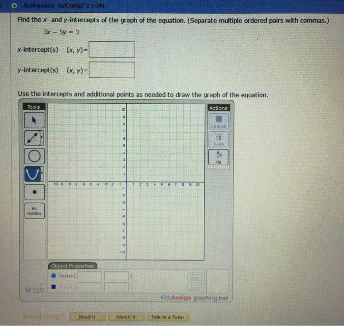 Solved Find the x- and y-intercepts of the graph of the | Chegg.com
