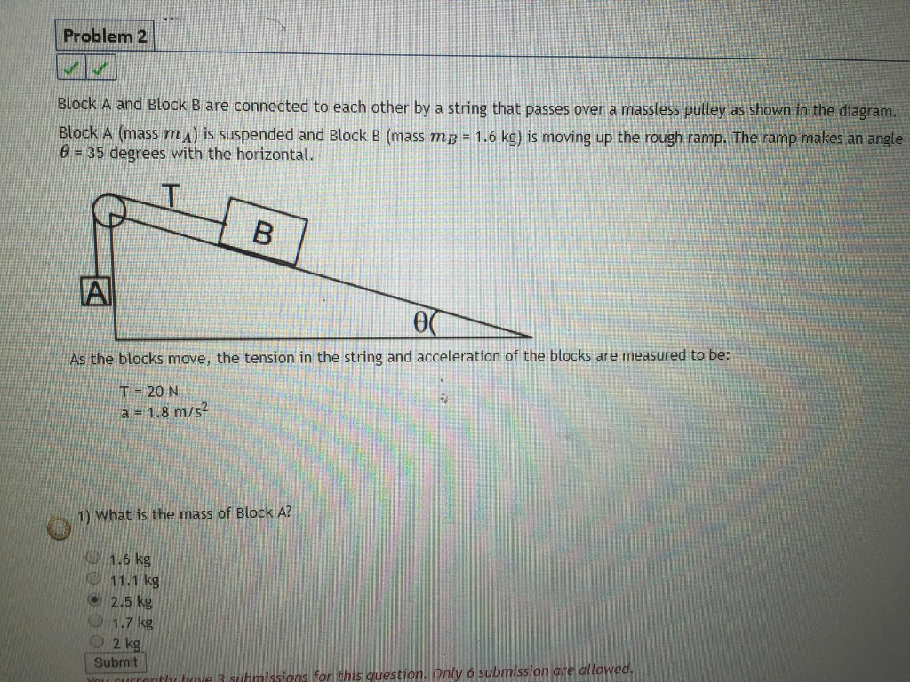 Solved Block A and Block B are connected to each other by a | Chegg.com