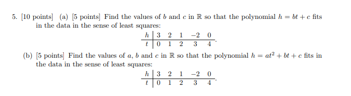 Solved 5. [10 points(a) [5 points] Find the values of b and | Chegg.com