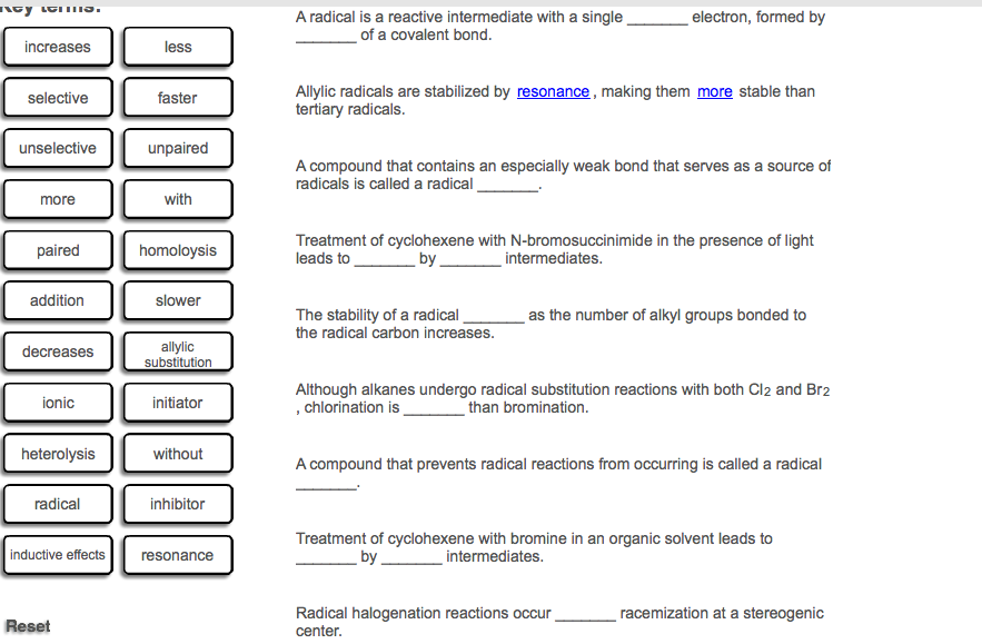 Solved A radical is a reactive intermediate with a single. | Chegg.com