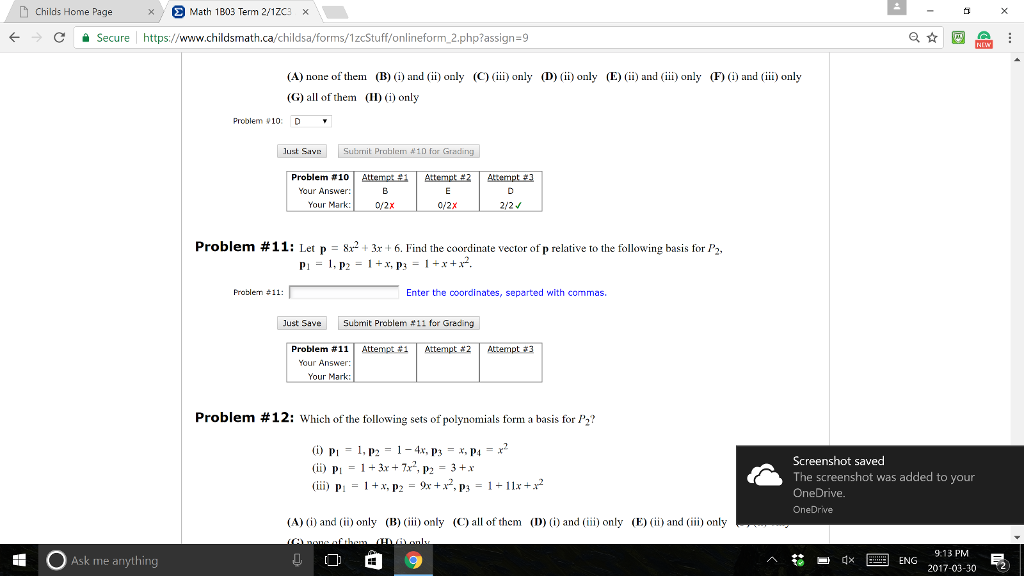 Solved Childs Home Page x Math 1B03 Term 2/1Z x C a Secure | Chegg.com