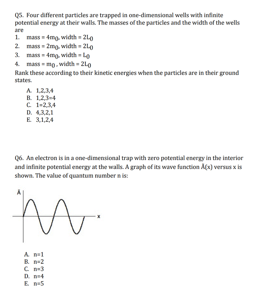Solved Q5. Four different particles are trapped in | Chegg.com