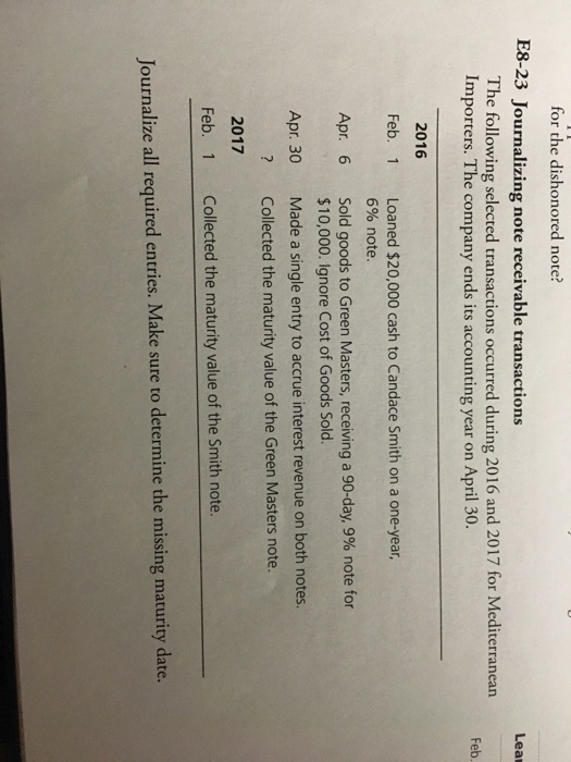 Solved Journalizing note receivable transactions the | Chegg.com