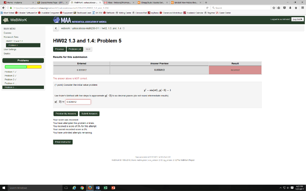 Solved Consider the initial value problem y' = sin(pi t), | Chegg.com