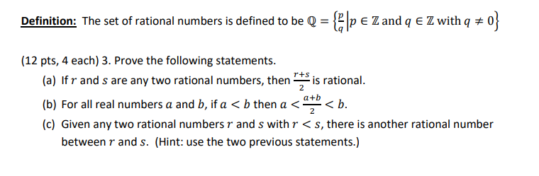 Solved Definition: The set of rational numbers is defined to | Chegg.com