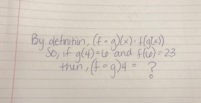 Solved What is (f o g)(4) ? Please show work so I know how | Chegg.com