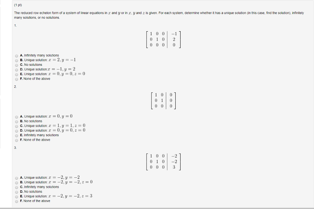 Solved The Reduced Row Echelon Form Of A System Of Linear