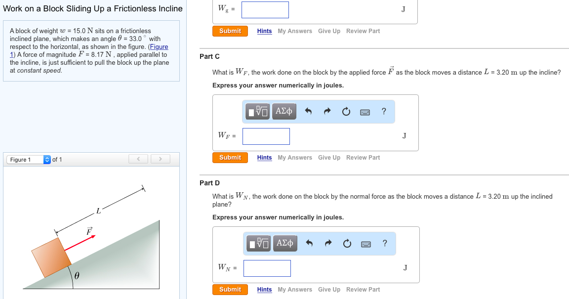 Solved Work on a block sliding up a Frictionless Incline A | Chegg.com