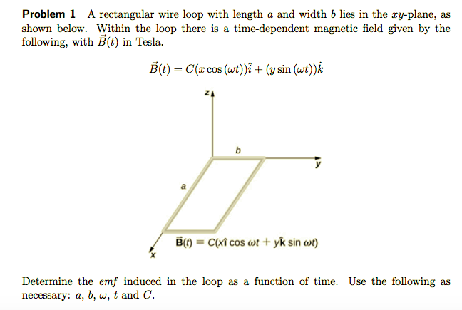 Solved Problem 1 A rectangular wire loop with length a and | Chegg.com
