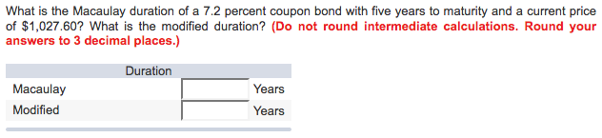 Macaulay Duration Bond