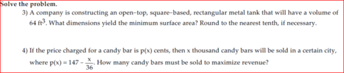 Solved A company is constructing an open-top, square-based, | Chegg.com