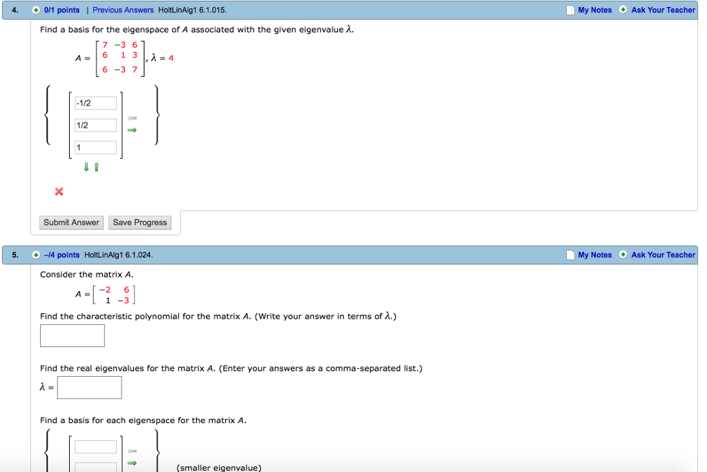 Solved Find A Basis For The Eigenspace Of A Associated With 