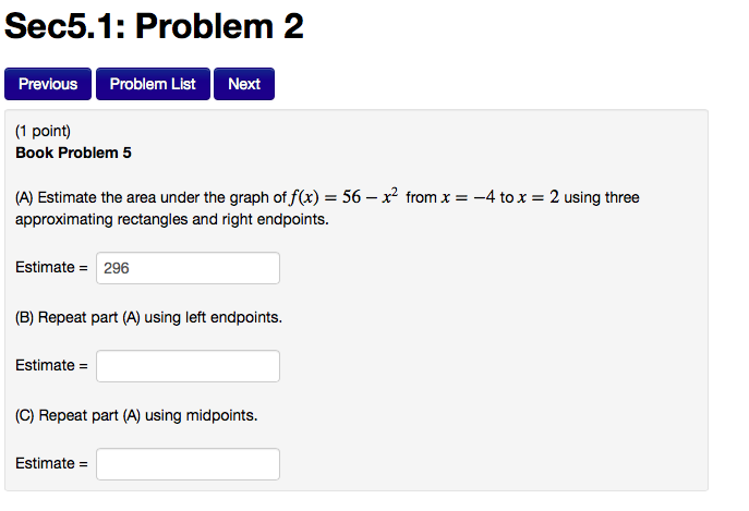 Solved Estimate the area under the graph of f(x) = 56 - x^2 | Chegg.com