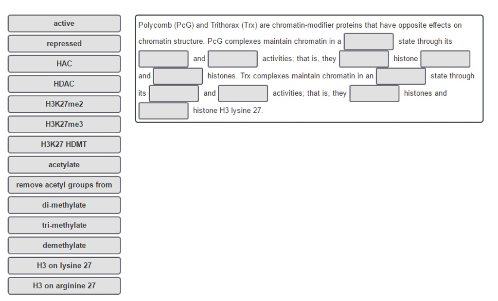 Solved Polycomb (PcG) and Trithorax (Trx) are | Chegg.com