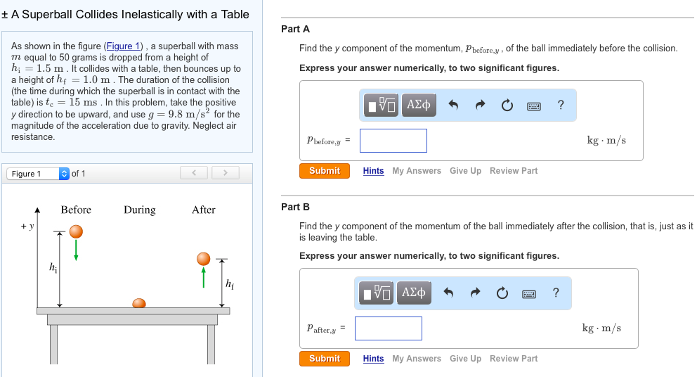 Solved t A Superball Collides Inelastically with a Table As | Chegg.com