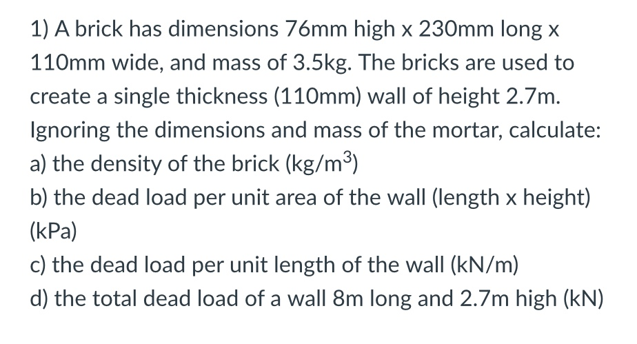 Solved rick has dimensions 76mm high x 230mm longx 110mm | Chegg.com