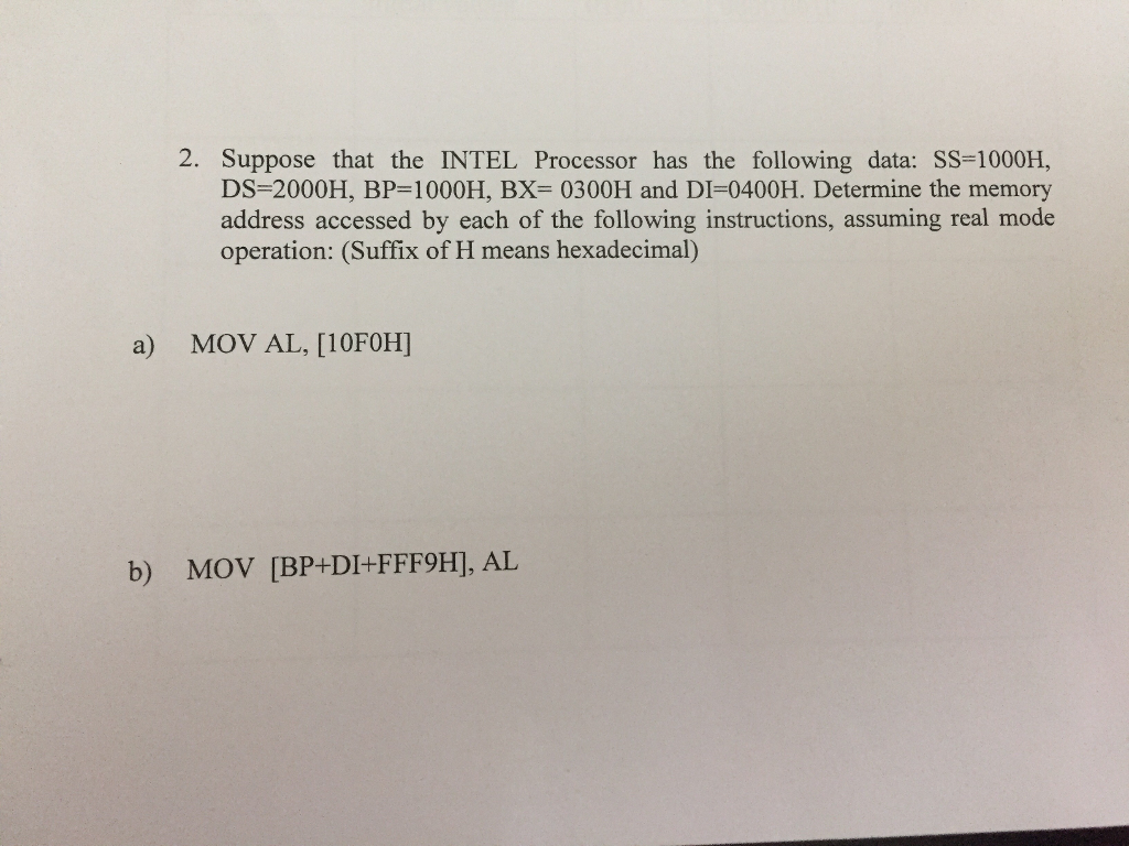 Solved Suppose that the INTEL Processor has the following | Chegg.com