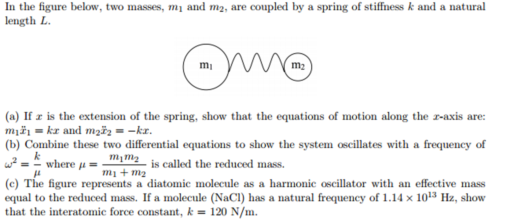 Solved In the figure below, two masses, m_1 and m_2, are | Chegg.com