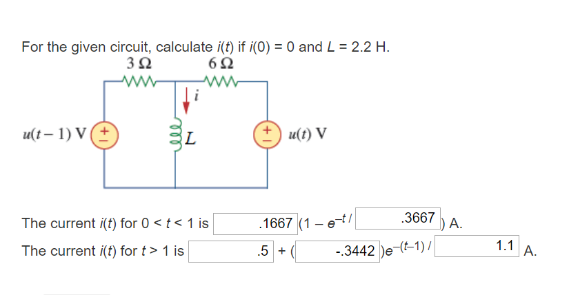 Solved For the given circuit, calculate i(t if i(0)0 and | Chegg.com
