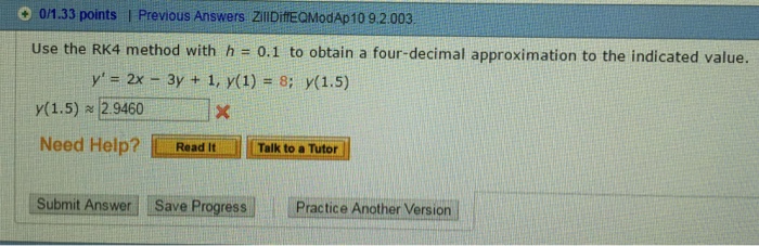 Solved Use The Rk4 Method With H 0 1 To Obtain A