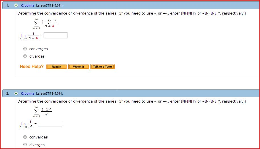 Solved Determine the convergence or divergence of the | Chegg.com