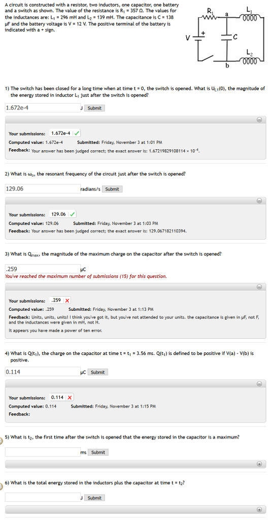 Solved A circuit is constructed with a resistor, two | Chegg.com
