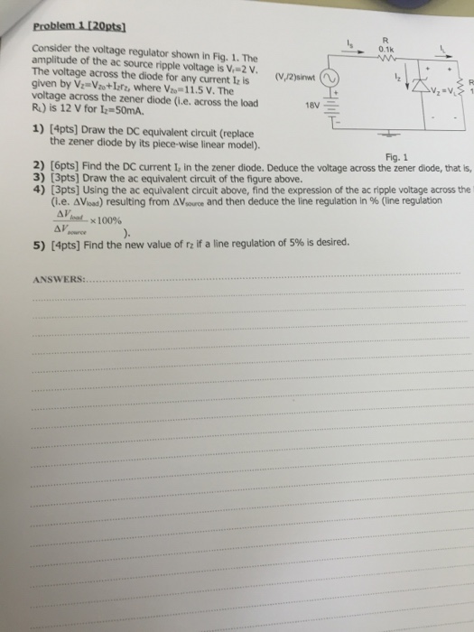 Solved Consider the voltage regulator shown in Fig. 1. The | Chegg.com