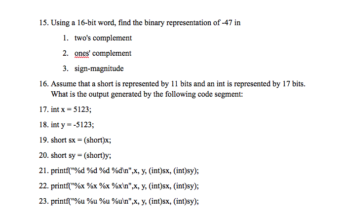 Solved Using a 16-bit word, find the binary representation | Chegg.com