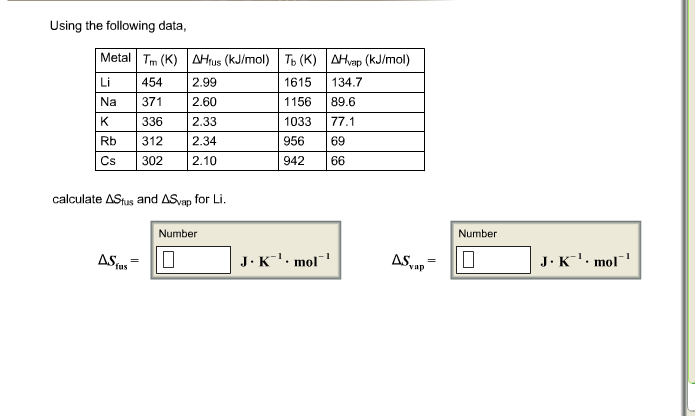 Solved Using the following data, Calculate Delta S fus and | Chegg.com
