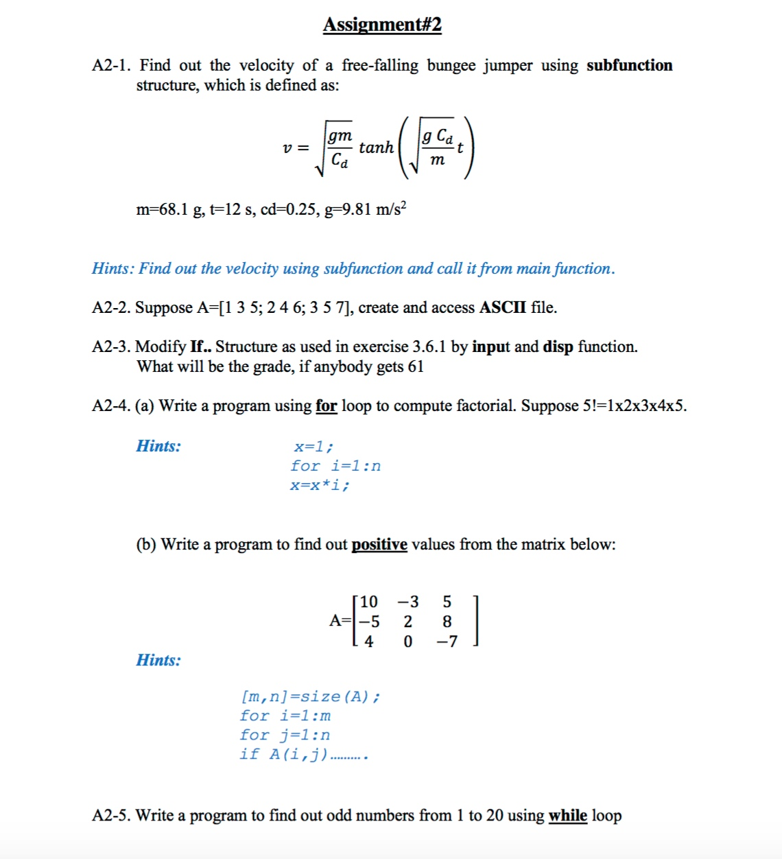 Find out the velocity of a free-falling bungee jumper | Chegg.com