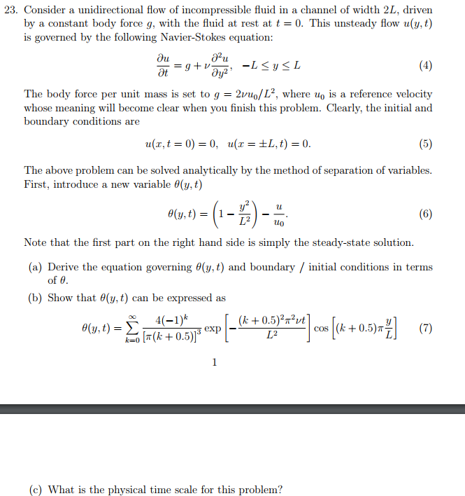 23 Consider A Unidirectional Flow Of Incompressible