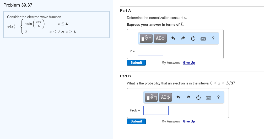 Solved Consider the electron wave function psi(x) = {c | Chegg.com