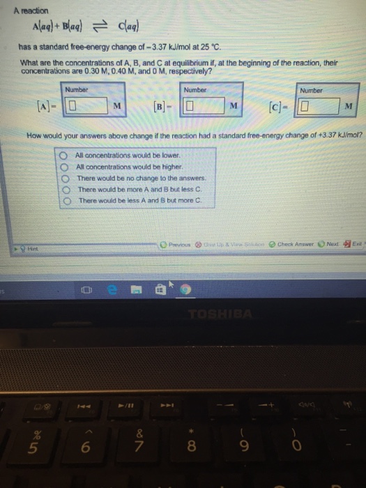Solved A reaction A(aq) + B(aq) C(aq) has a standard | Chegg.com