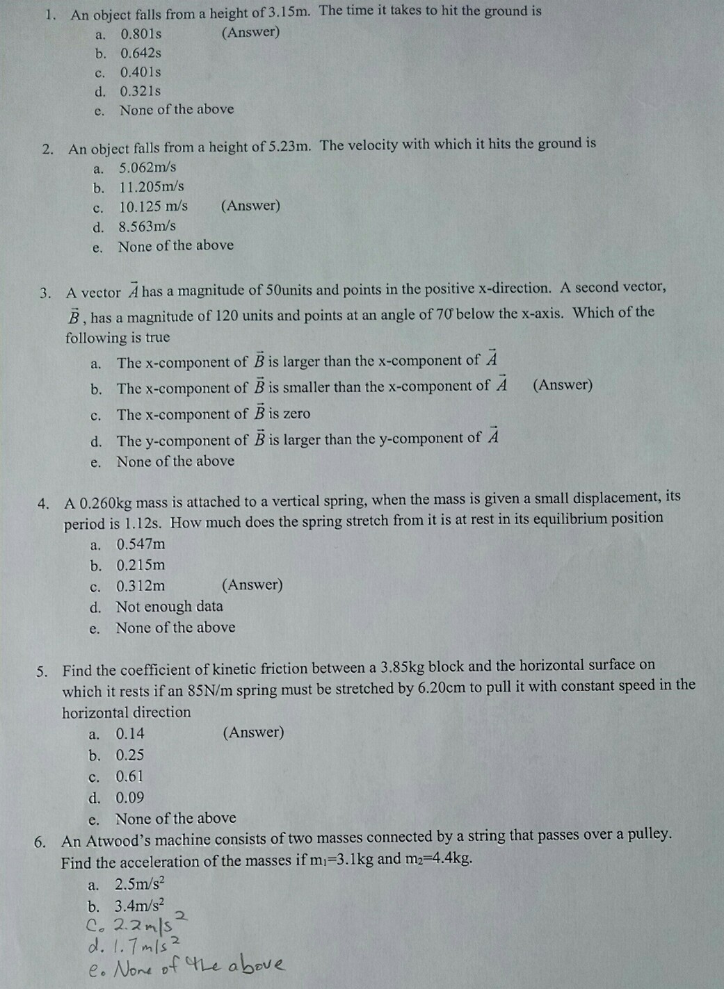 Solved 1. An object falls from a height of 3.15m. The time | Chegg.com