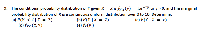 Solved The conditional probability distribution of Y given X | Chegg.com