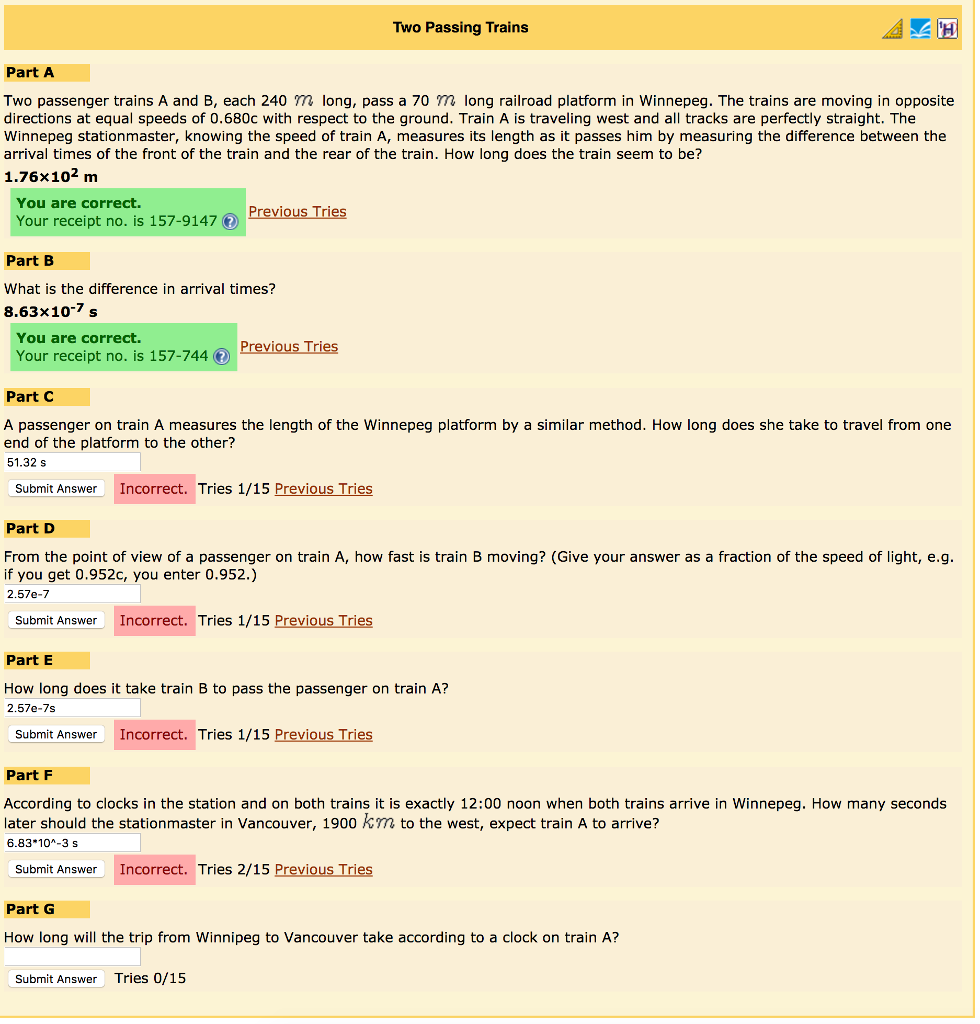 Solved Two passenger trains A and B, each 240 m long, pass a | Chegg.com