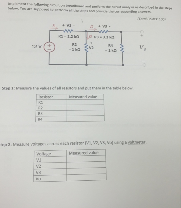 Solved Implement the following circuit on breadboard and | Chegg.com