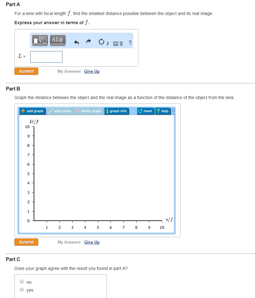Solved Part A For a lens with focal length f, find the | Chegg.com