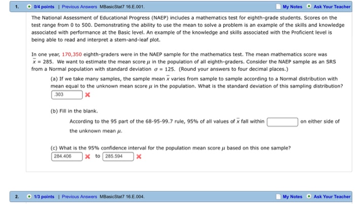 Solved The National Assessment of Educational Progress | Chegg.com