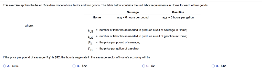 Solved This exercise applies the basic Ricardian model of | Chegg.com