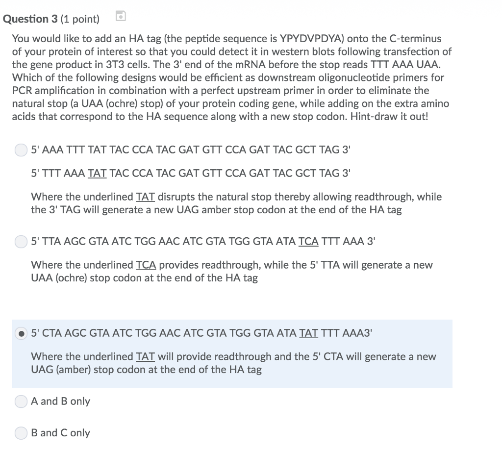 Solved Question 3 (1 point) You would like to add an HA tag | Chegg.com