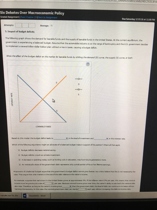Solved Impact of budget deficits The following graph shows | Chegg.com