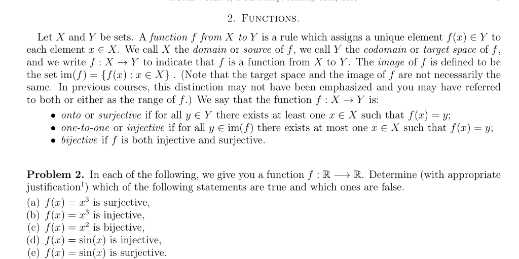 Solved 2. FUNCTIONS Let X and Y be sets. A function f from X | Chegg.com
