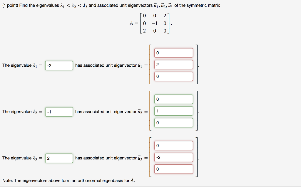 Solved 1 Point Find The Eigenvalues λ